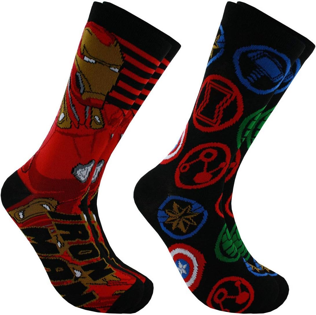 Amazon.com: Hyp Marvel Avengers Endgame Iron Man Men's Crew Socks 2 ...