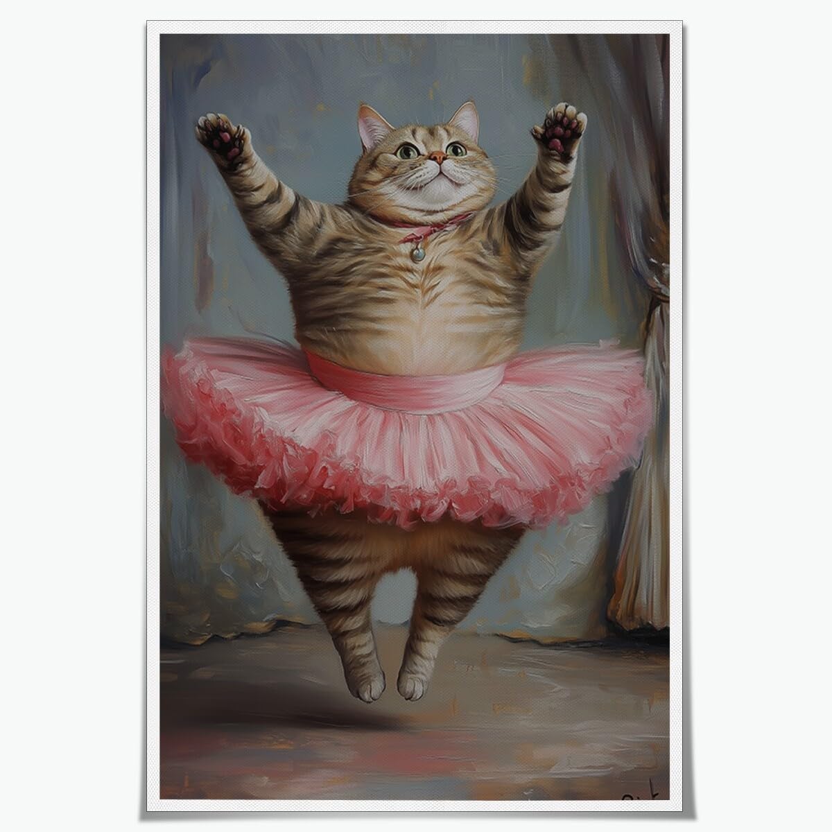 Amazon.com: Funny Cat Canvas Prints Wall Art Big Fat Cat in pink tutu ...