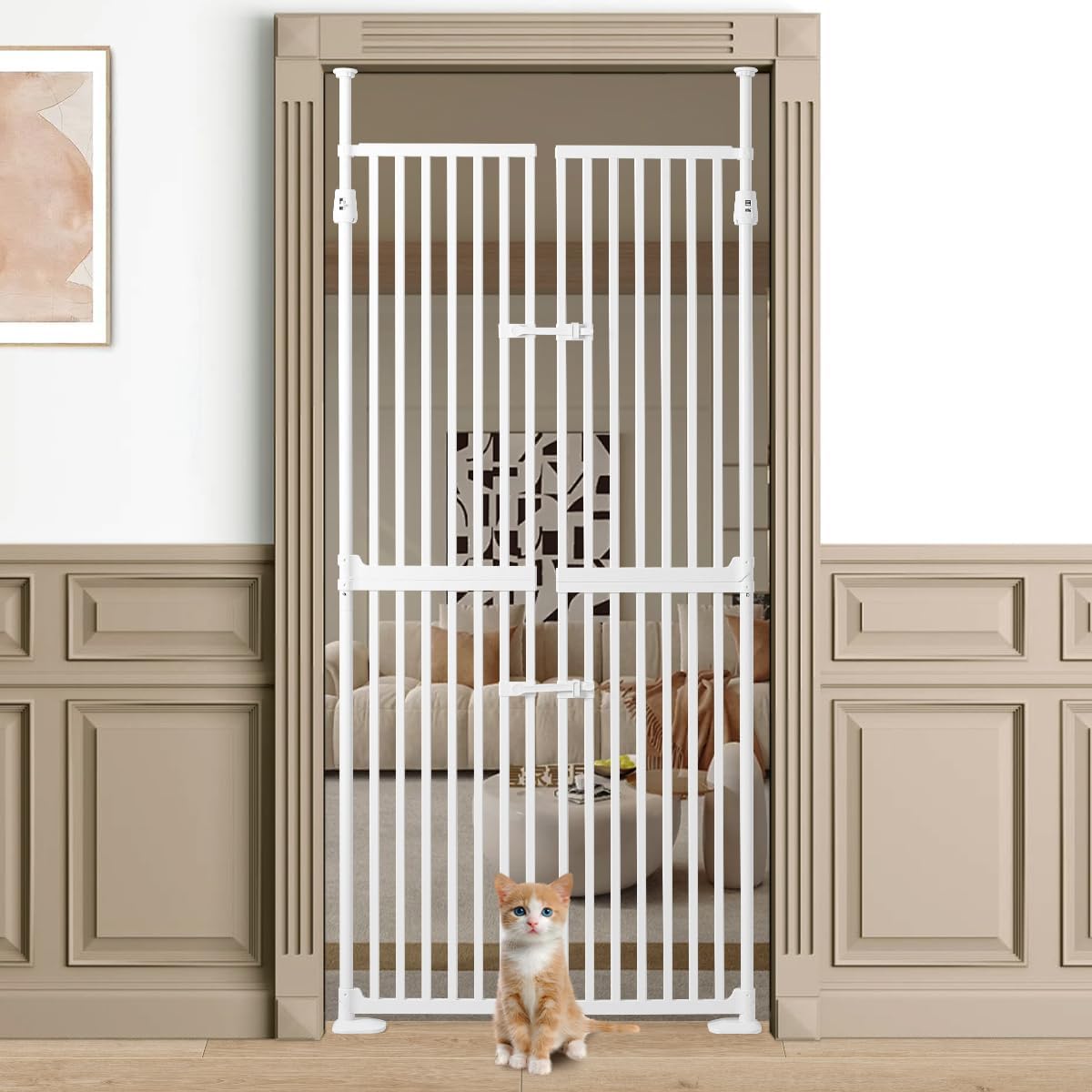 Ulifemate 71" Extra Tall Cat Gate, 33.86-35.43" Wide Auto Close Cat ...