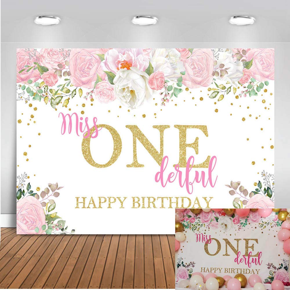 Buy Moca Miss Onederful 1st Birthday Backdrop, Girl's 1st Birthday ...