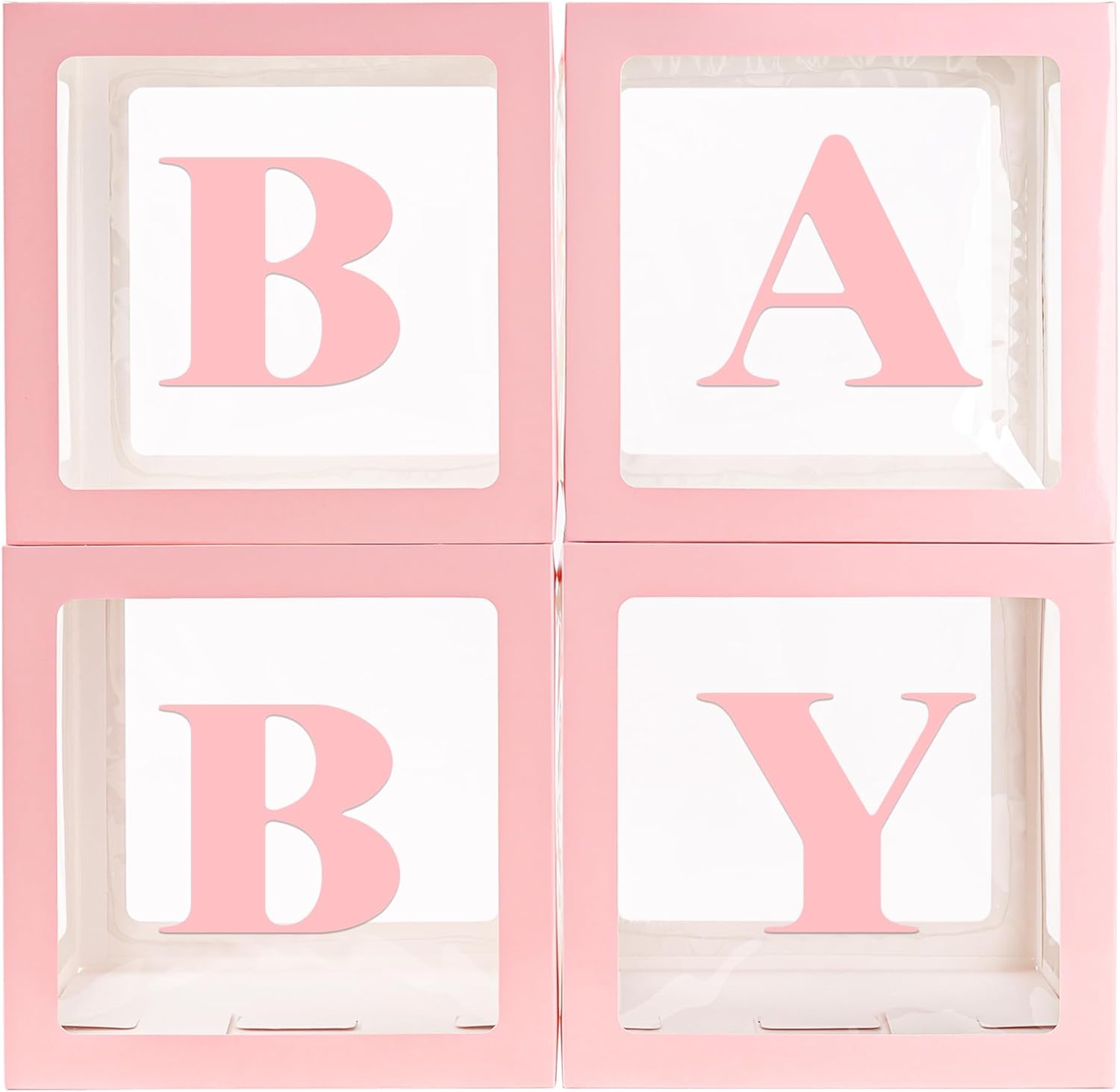 Amazon.com: Baby Boxes with Letters for Baby Shower, 4 Pcs Transparent ...