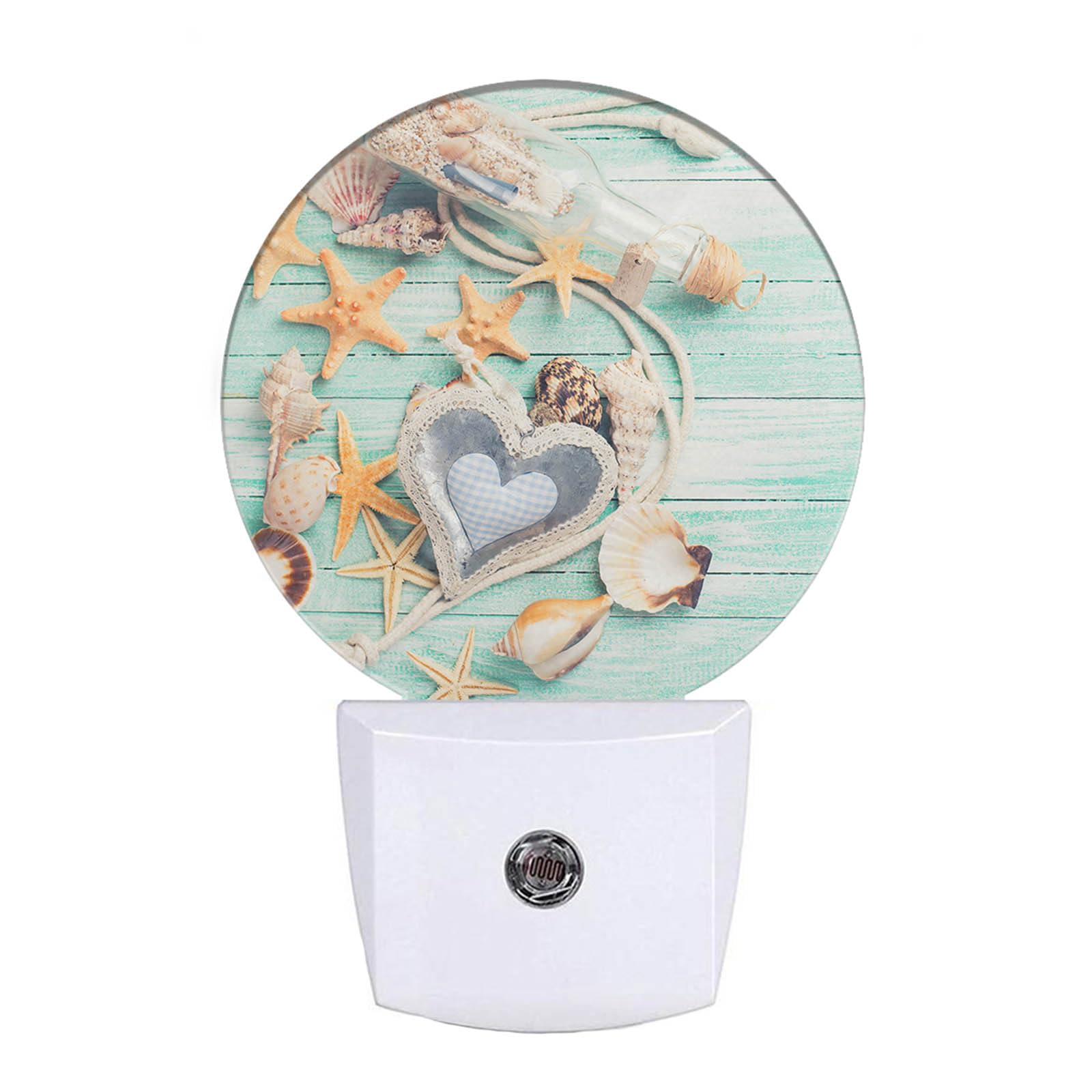 EKOBLA Beach Night Lights Plug into Wall Seashell Starfish on Wooden ...