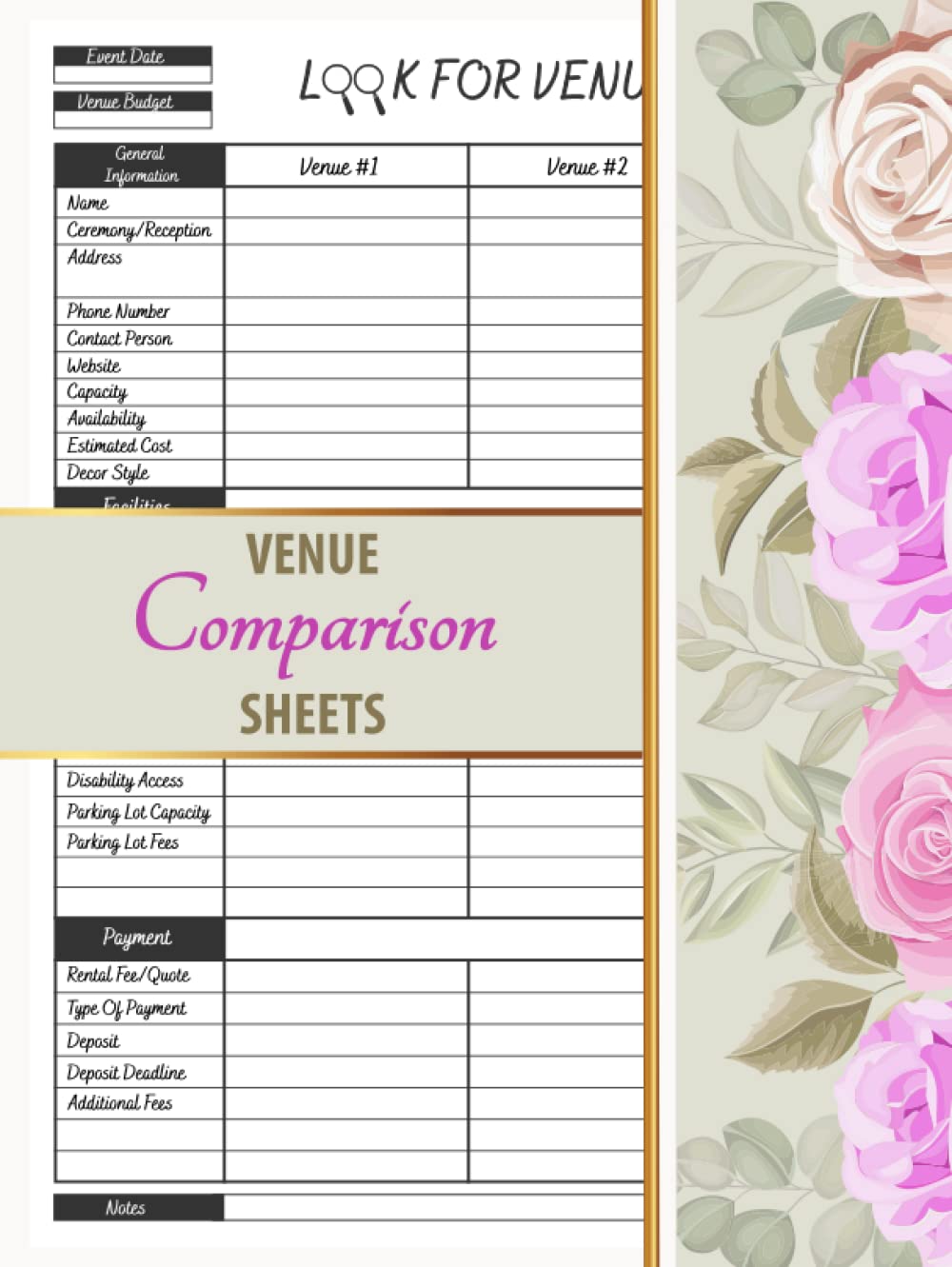 Buy Venue Comparison Sheets: Wedding Venue Comparison Log Book | Venue ...