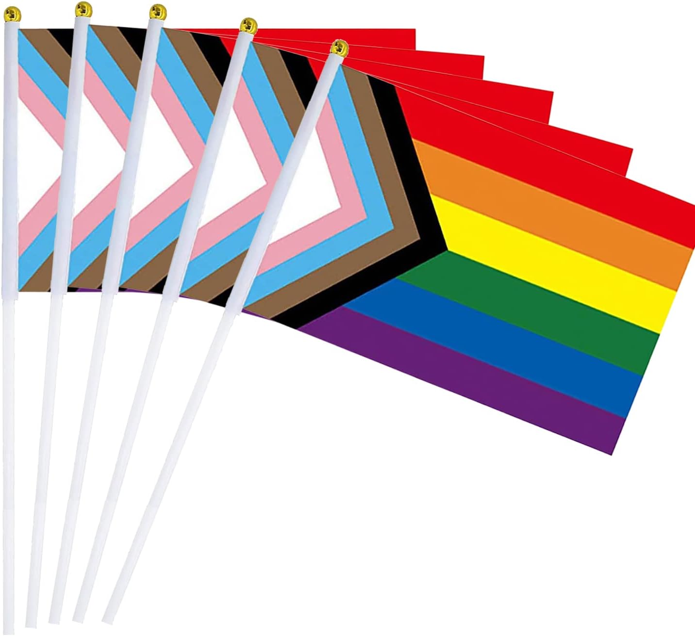 Amazon.com : 100 Pieces Progress Pride Rainbow Stick Flag, 8.2 x 5.5 ...