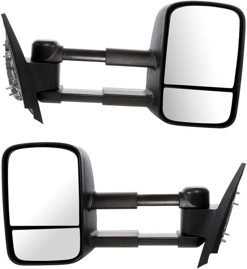 AutoShack Driver and Passenger Towing Mirrors Manual Black Textured Non ...