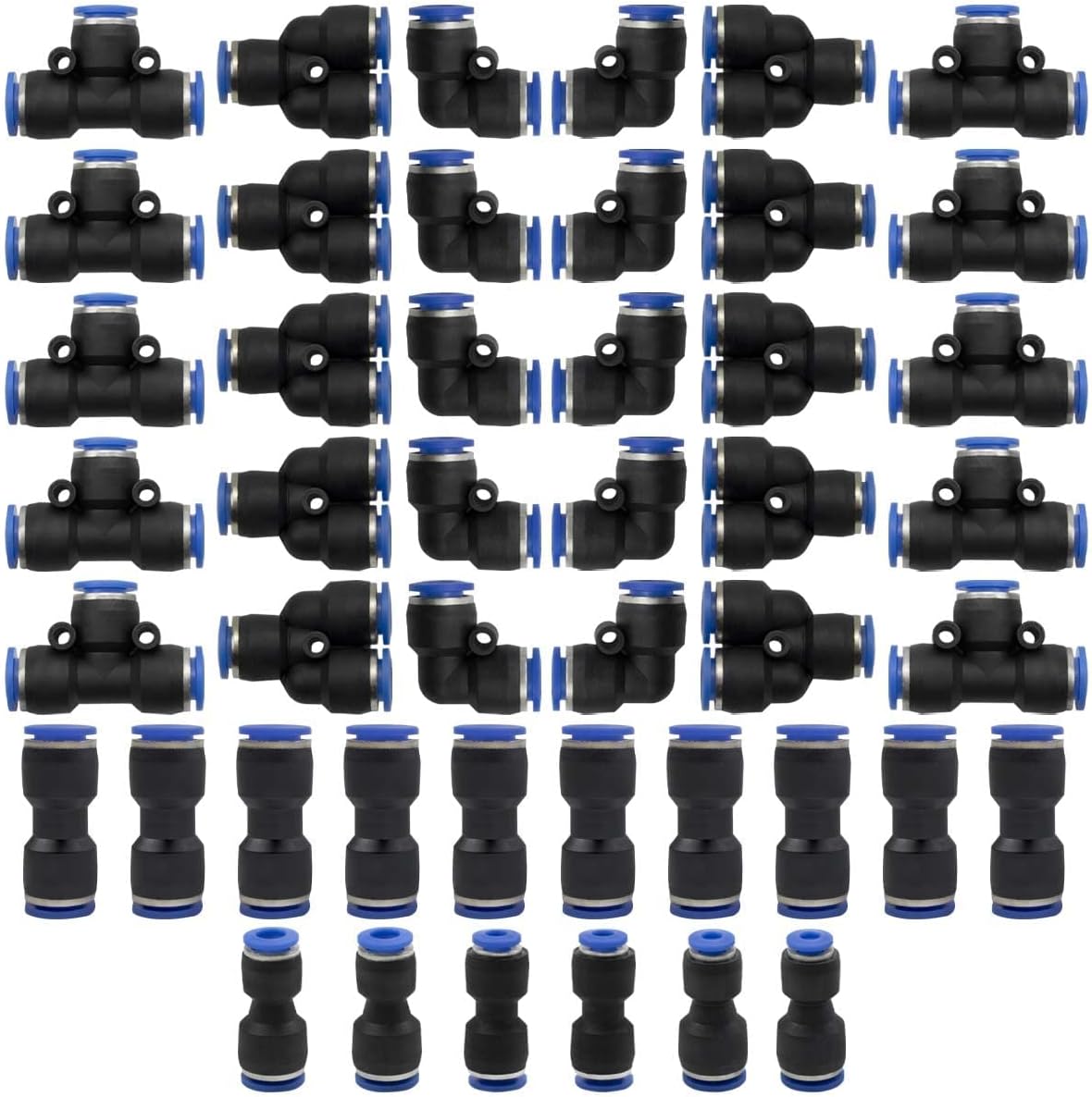 Bwintech 46 Pcs 12mm Pneumatic Quick Push in Connect Air Tube Fitting ...