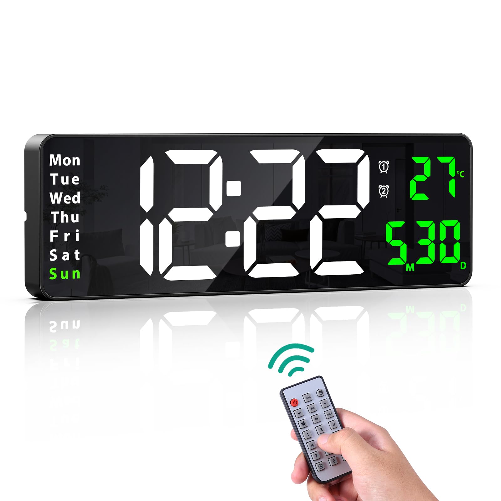 Buy ORIA Digital Wall Clock, 16 Inches Large Display Digital Alarm ...