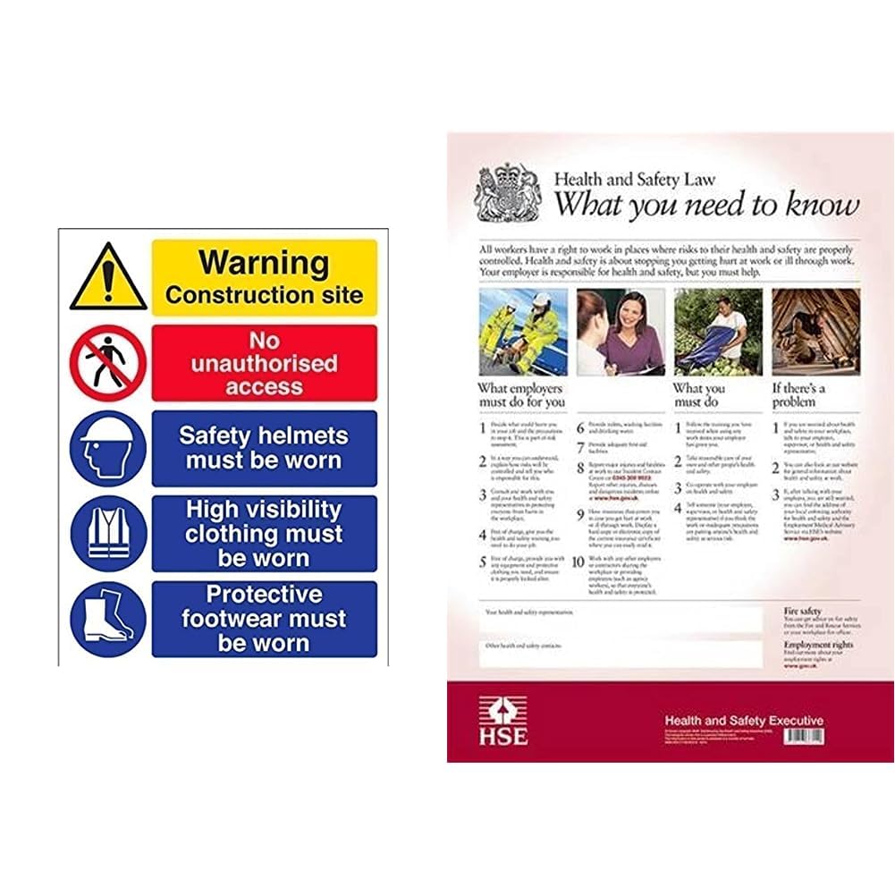 Buy VSafety Multi Hazard Site Safety High Viz Warning Sign - Portrait ...