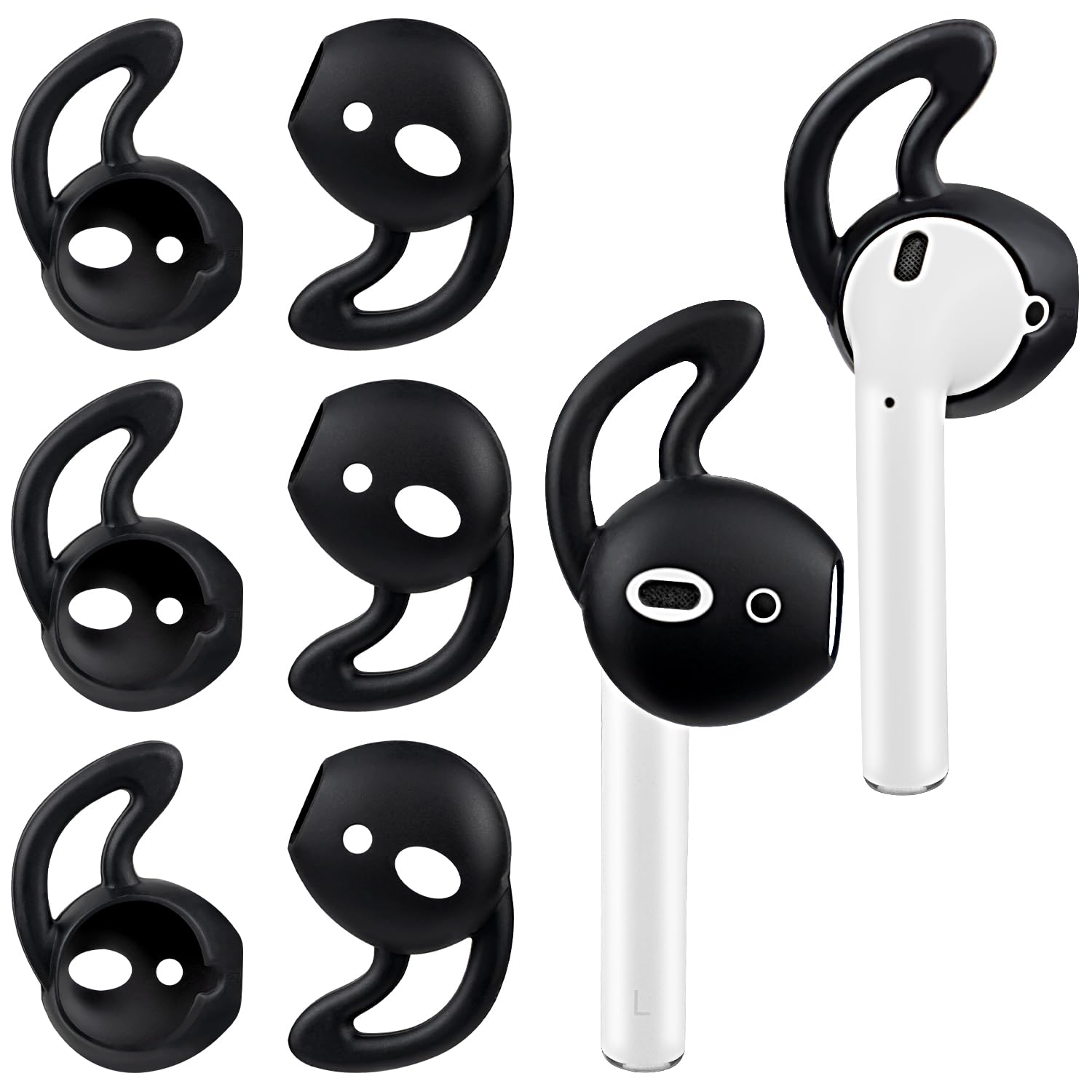 SOULWIT Ear Hooks Cover, Silicone Earbud Tips with Wings Anti-Slip for ...
