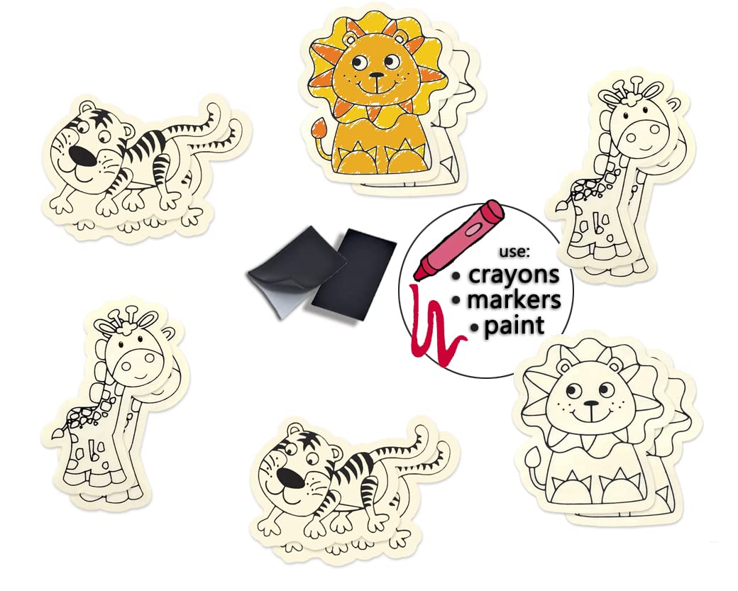 12 Pack Safari Crafts Kits for Parties Wood Magnet Craft Kit Safari ...