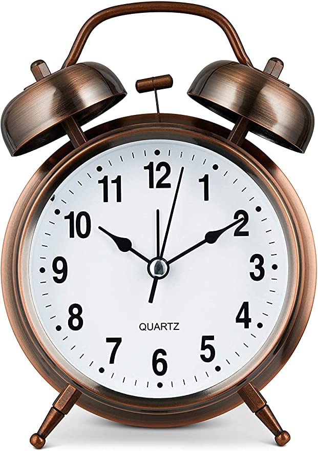 Buy AV's Alarm Clock for Home Brass Copper Alaram Table Watch Twin Bell ...