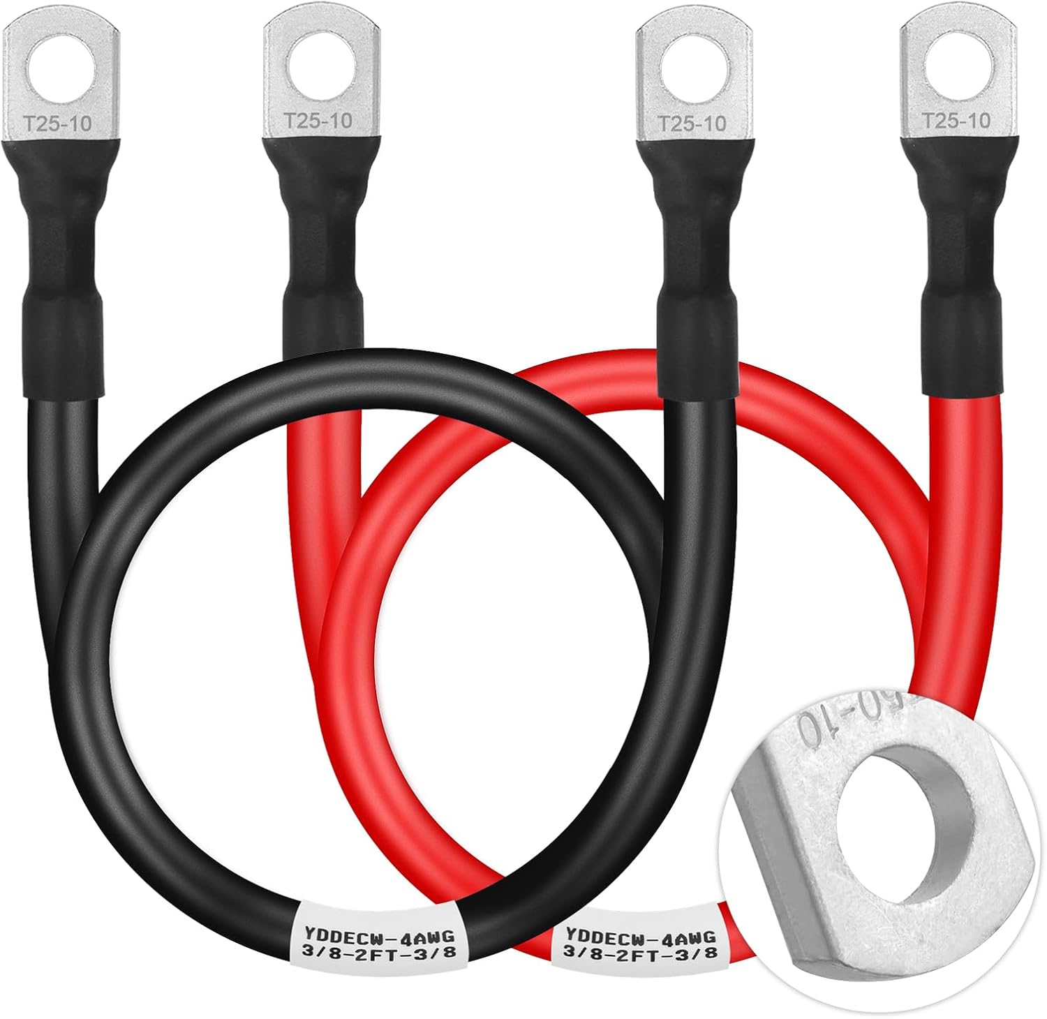 Amazon.com: YDDECW Battery Cable 4 Gauge 2FT, 4AWG Battery Power ...