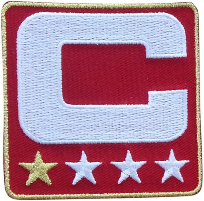 Amazon.com: Red w/ 1 Gold Star Captain C Patch Iron On for Football ...