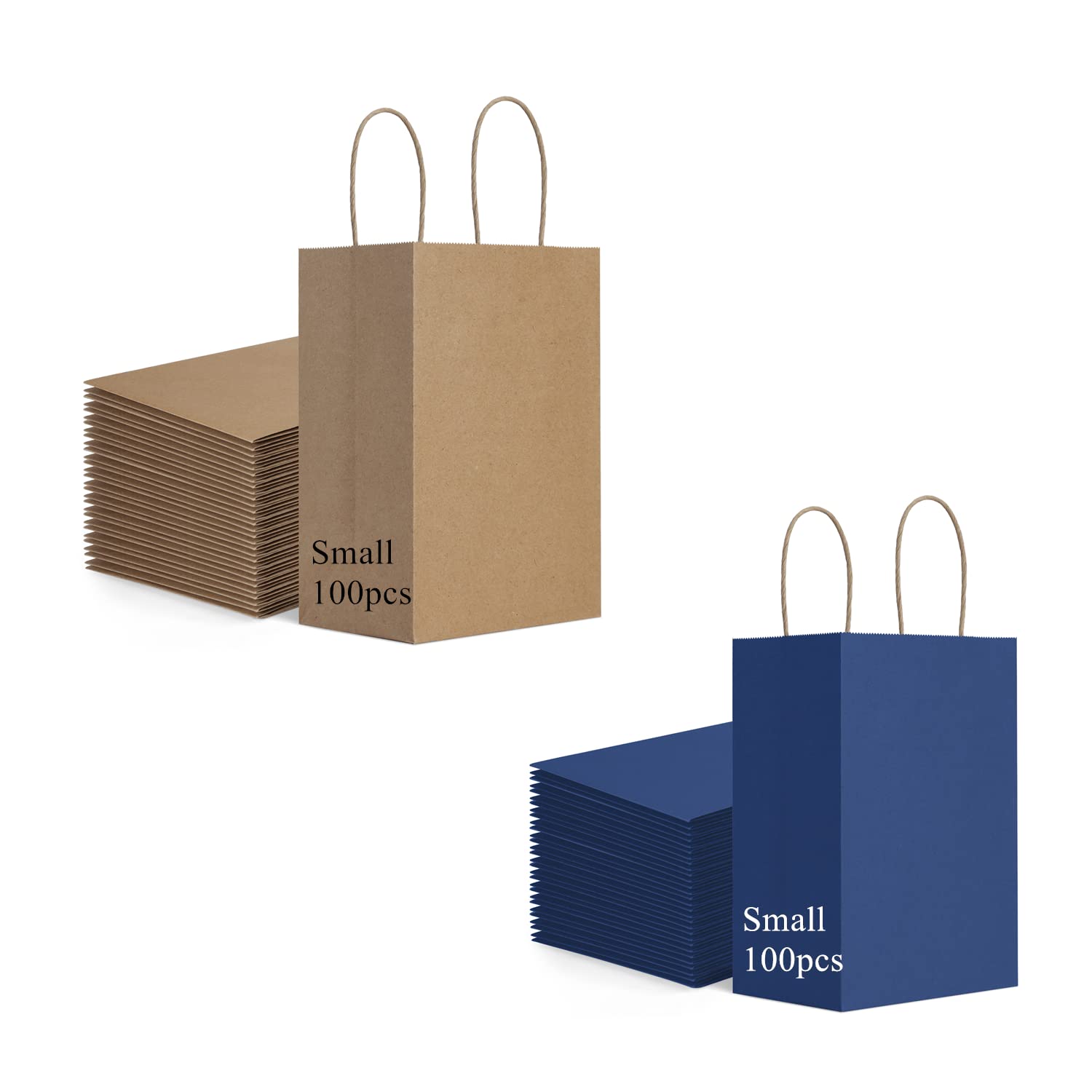 Amazon.com: 5Inch Small Paper Gift Bags Each 100Pack Kraft Bags Bulk ...