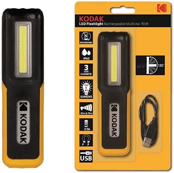 KODAK Rechargeable MultiUse 150R Super Bright LED Torch, 10M Long Range ...