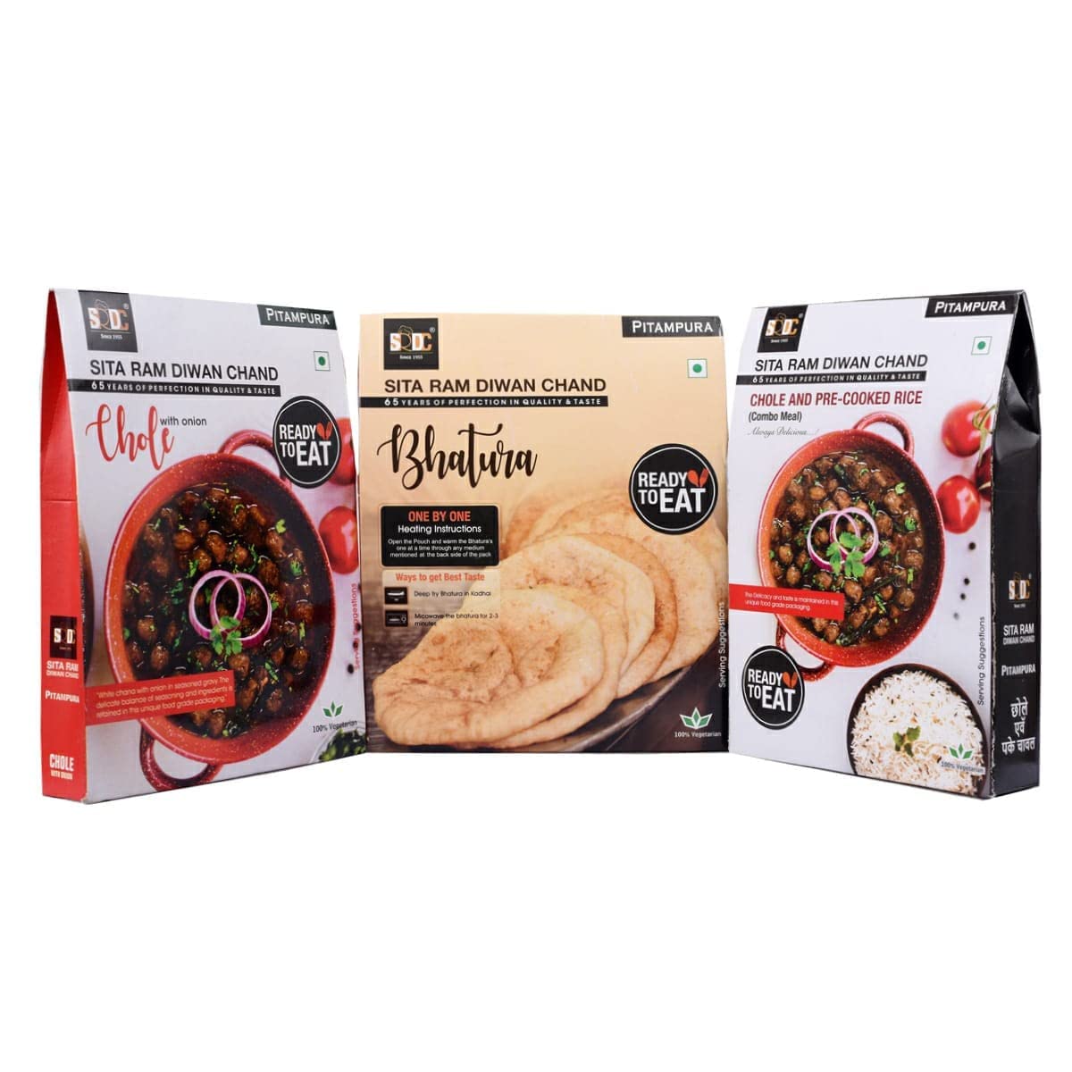 Sita Ram Diwan Chand Ready To Eat Chhole + Bhature + Chhole & Rice ...