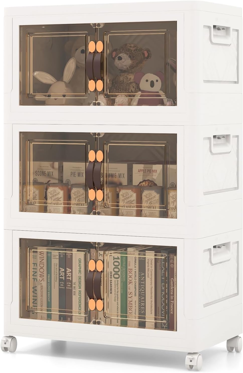 COSTWAY Boîte de Rangement Plastique 125L, 3 Caisses de Rangement ...