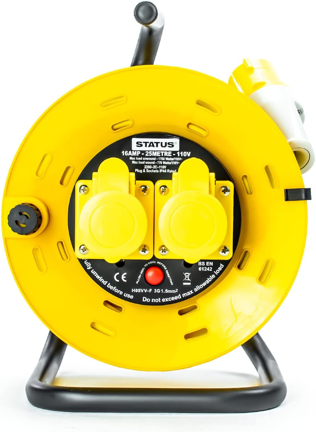 Masterplug 110 Volts Site Power Two Socket Cable Reel, 25 Metre ...