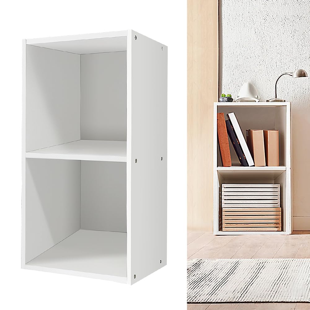 AUTOFU Small Cube Storage Unit 2 Tier Cube Bookcase Kids Bookshelf ...