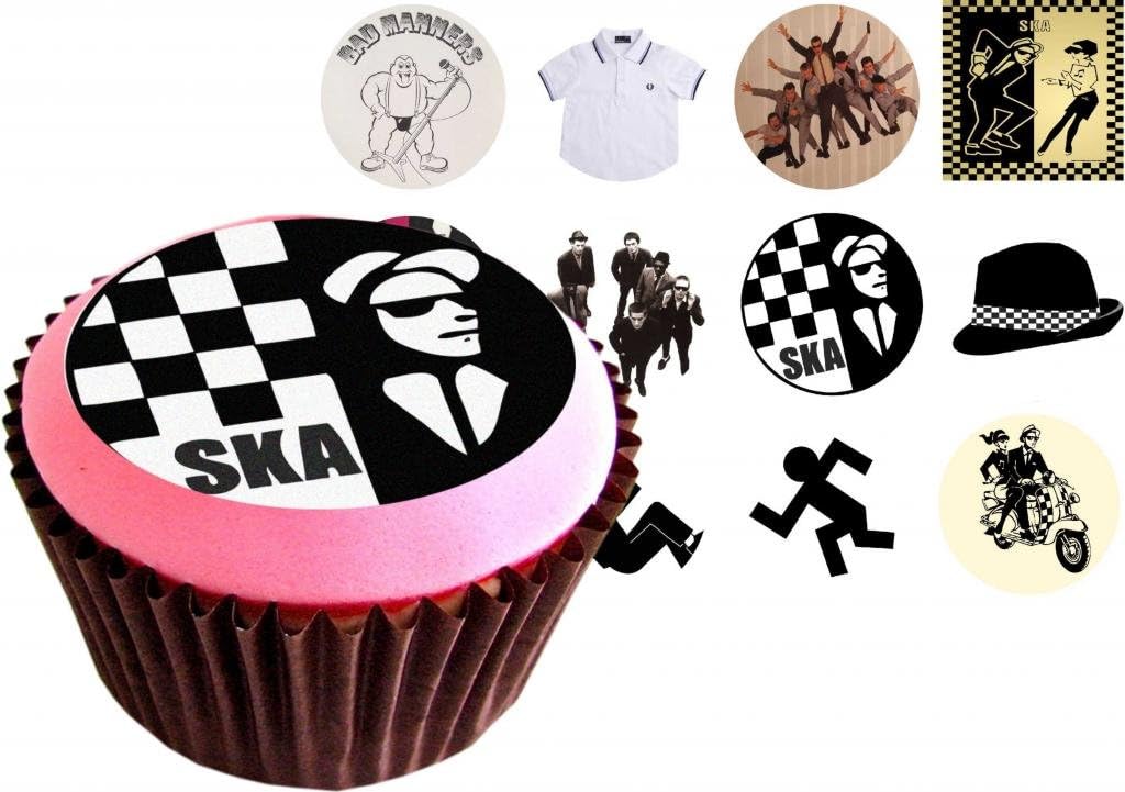 Amazon.com: Ska (two tone) 12(of) 38mm (1.5 Inch) PRE-CUT Cake Toppers ...