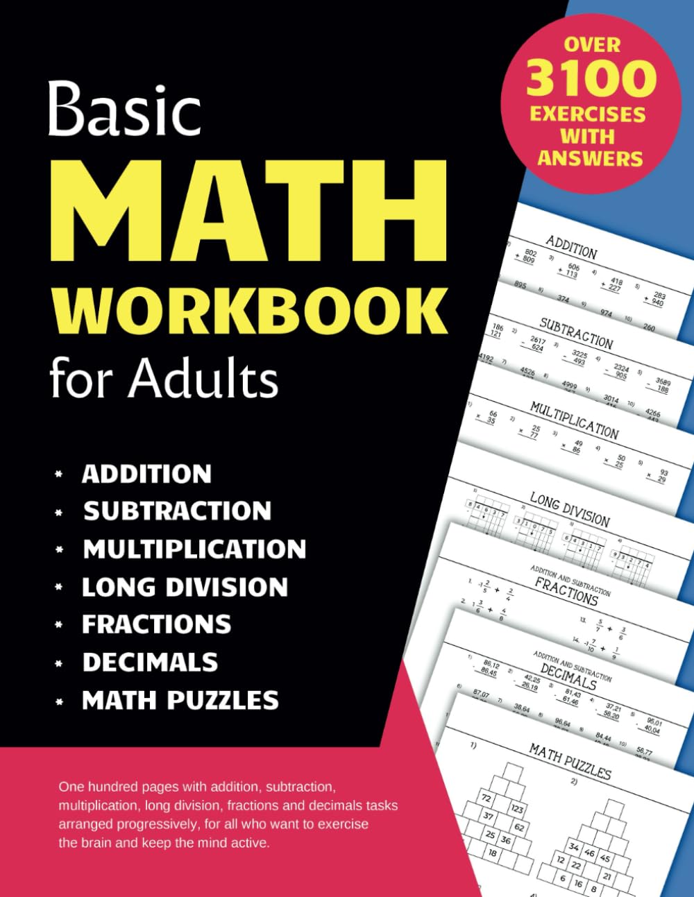 Basic Math Workbook for Adults: Activity book with over 3100 tasks of ...