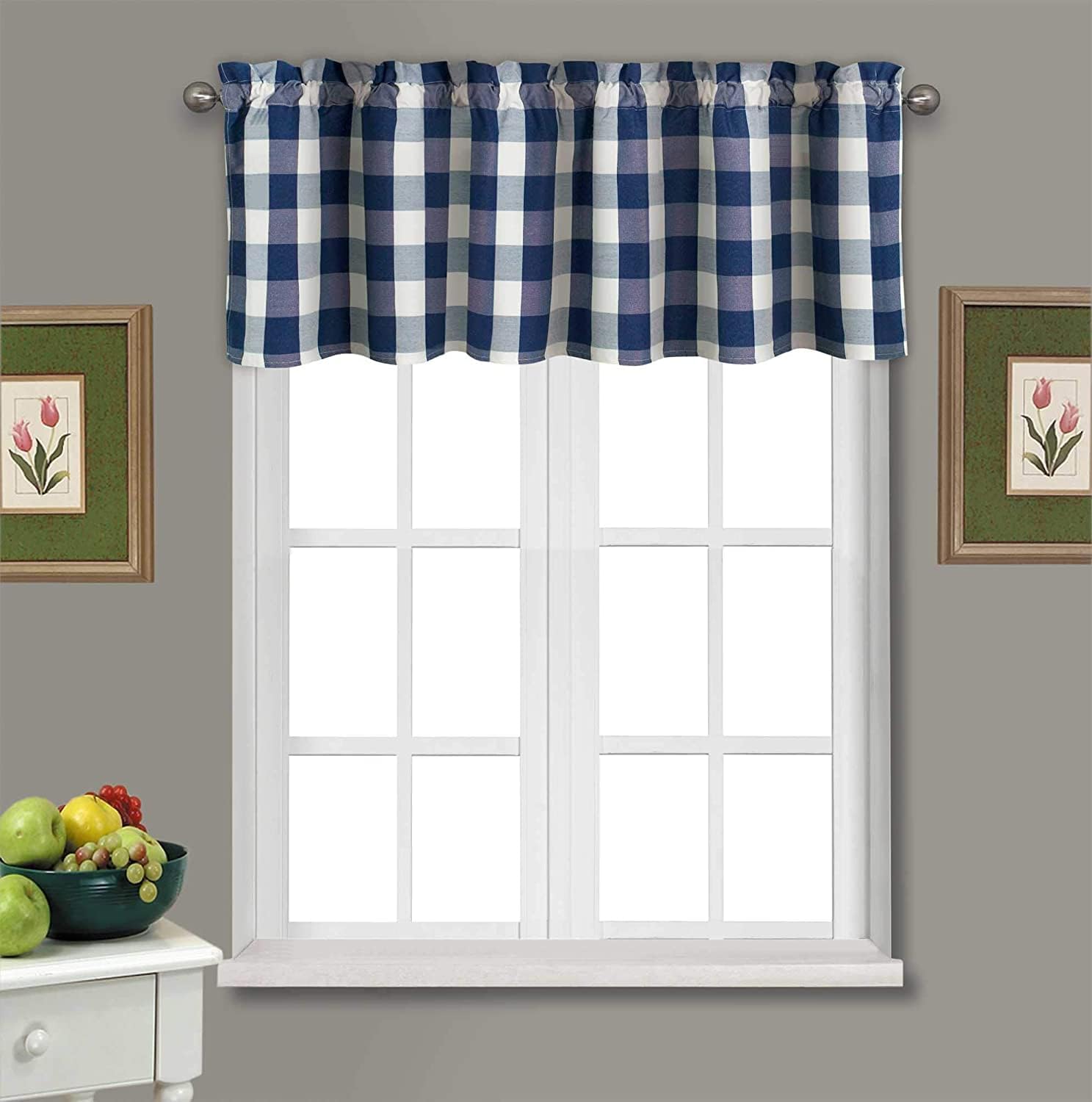 Amazon.com: Buffalo Window Valences (Blue and Black) : Home & Kitchen