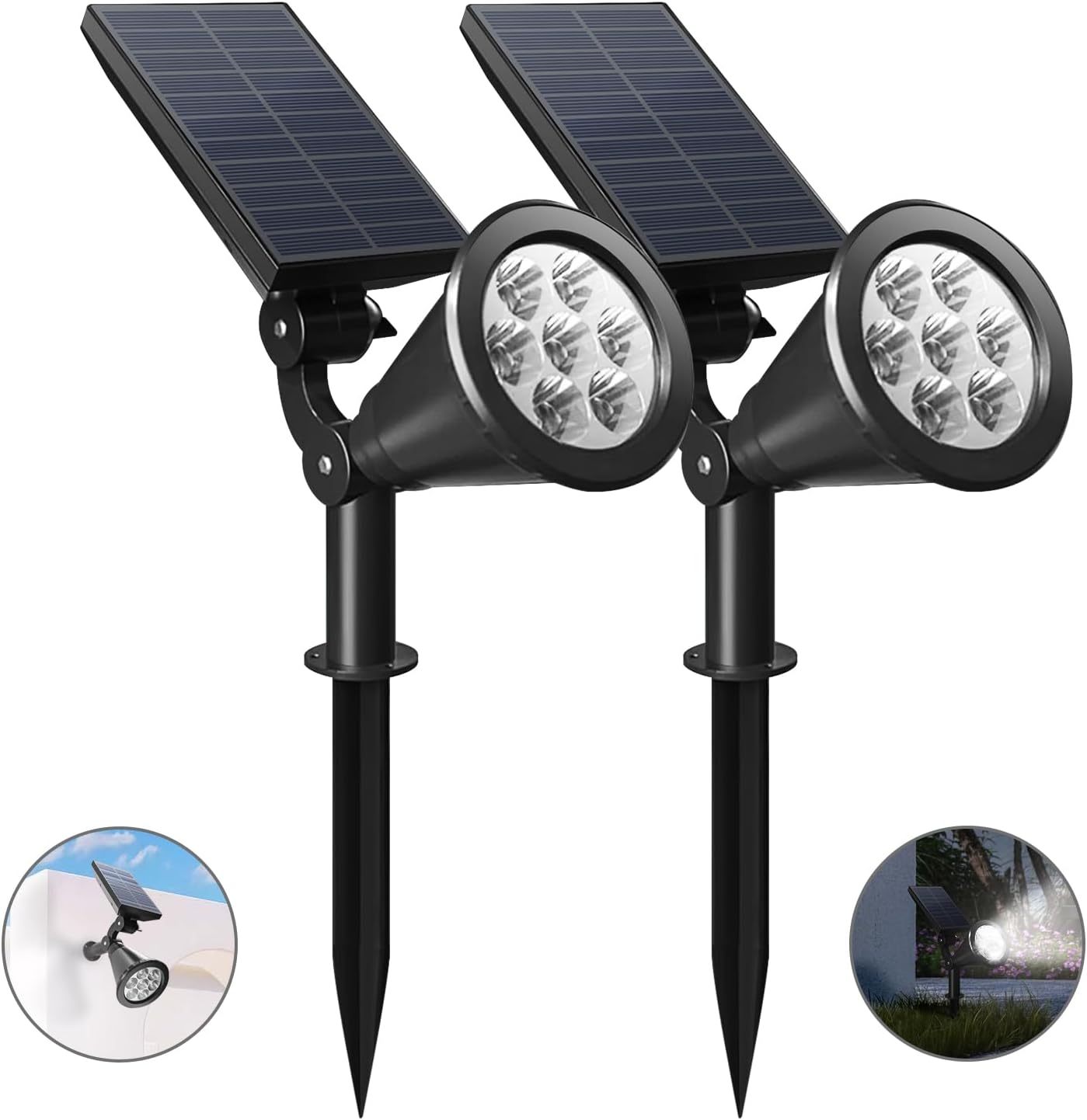 Foco solar, 7 luces solares LED mejoradas para exteriores, impermeable ...