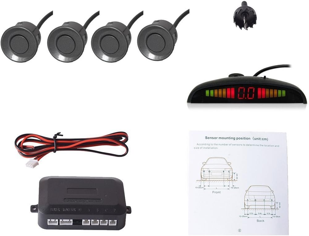 Cocar Auto Reverse Parking Sensor Kit with 4 Black Rear Parking Sensors ...