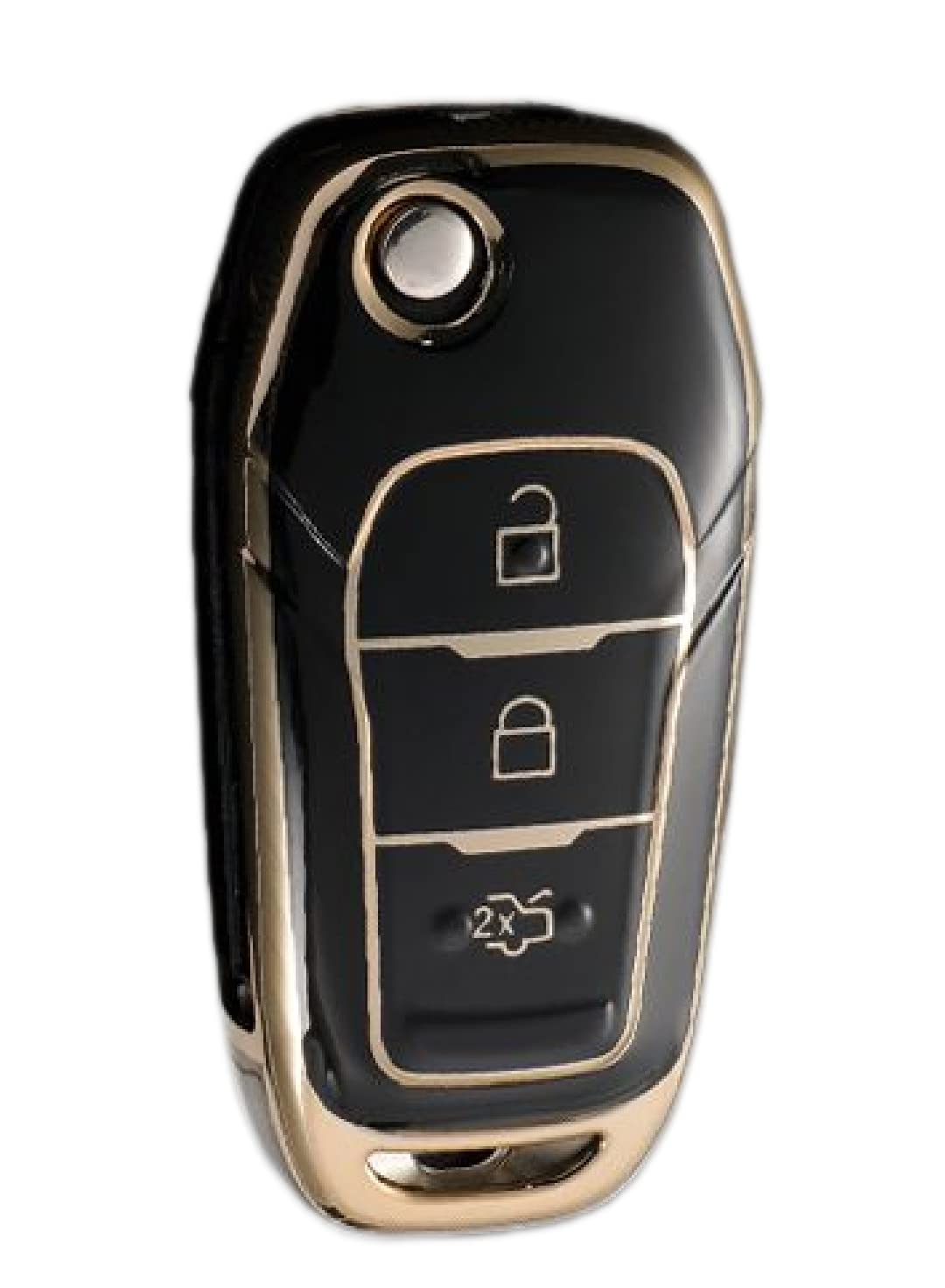AUTODIFY™ TPU Car Key Cover Black & Golden Compatible for Ford Figo ...