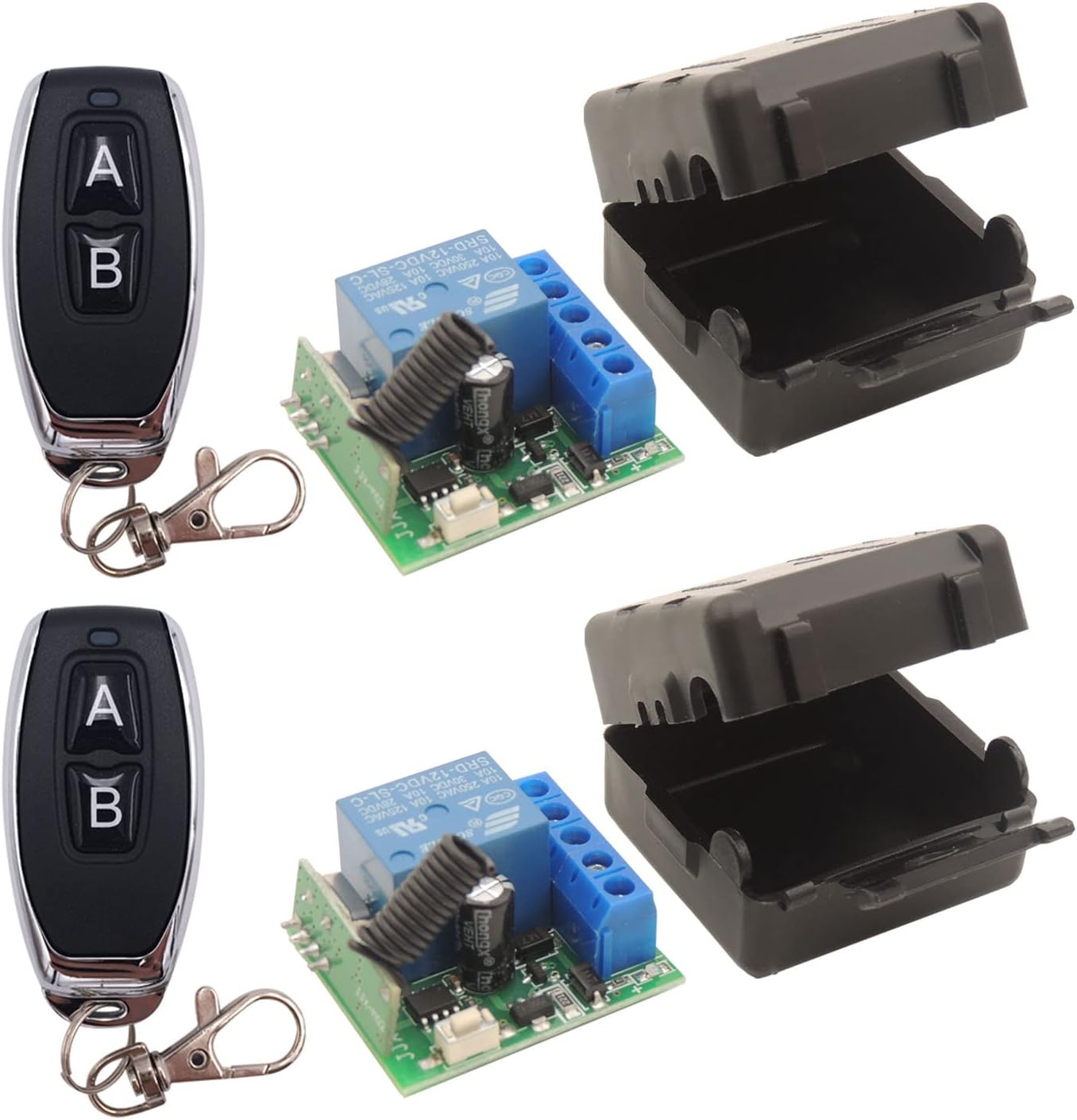 DC 12v Relay 2CH Wireless RF Remote Control Switch Transmitter Receiver ...