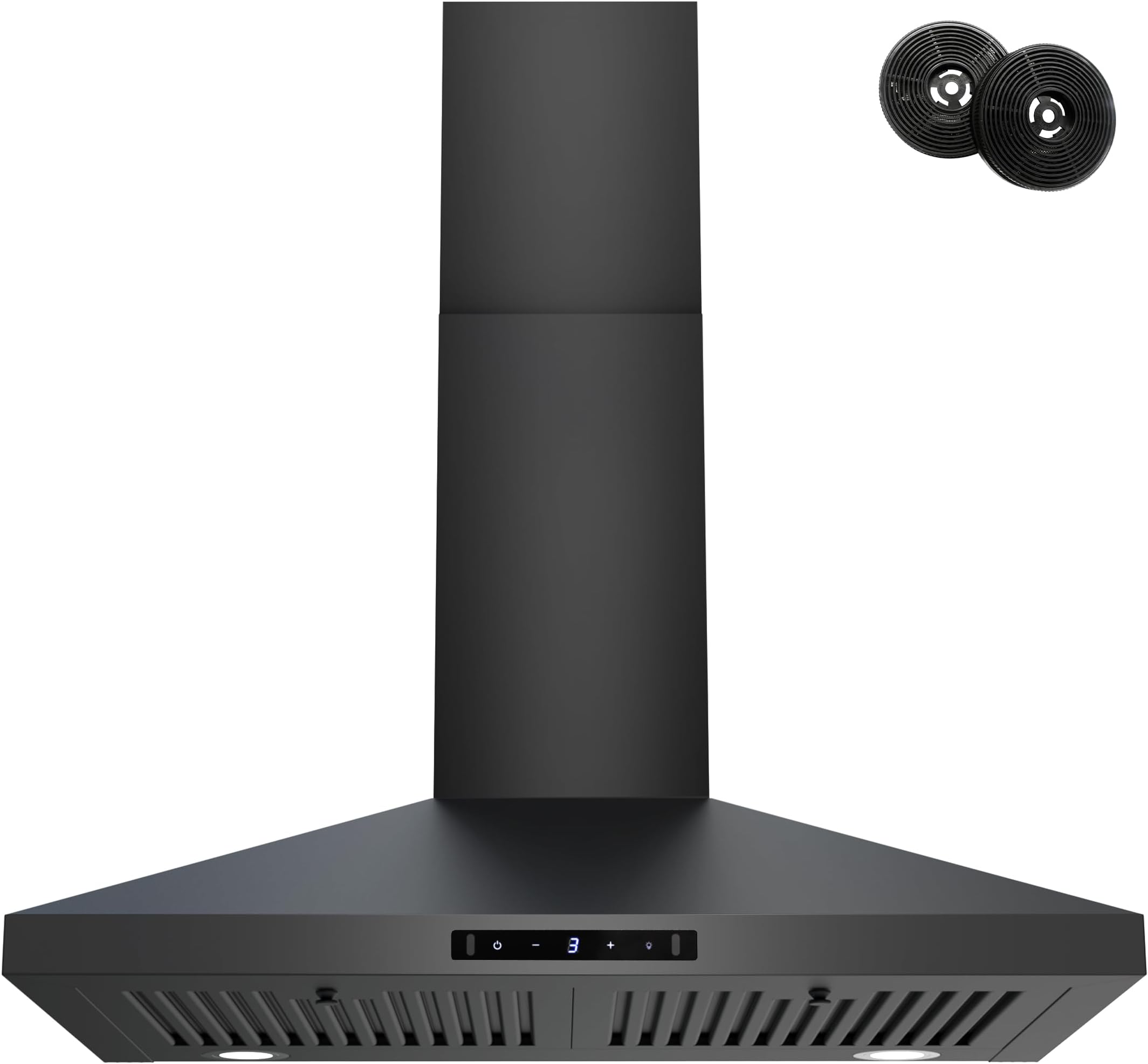 FIREGAS Black Range Hood 30 inch, 450 CFM Wall Mount Range Hood with ...