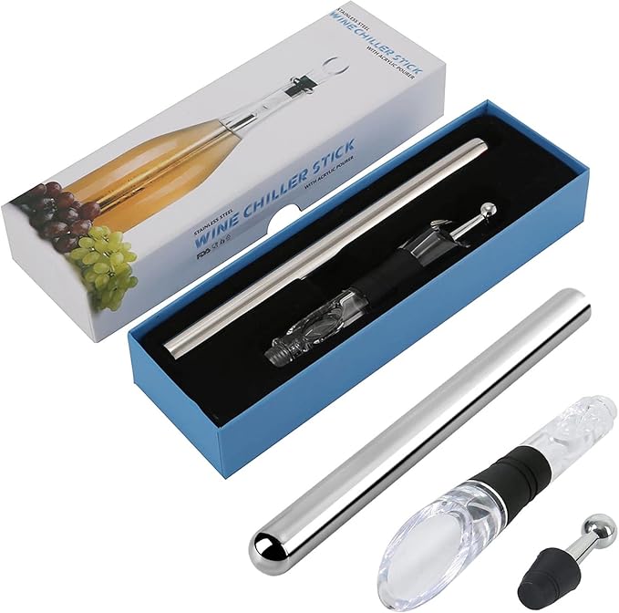 Wine Cooler Stick Set, 3 in 1 Stainless Steel Wine Bottle Chiller Rod ...