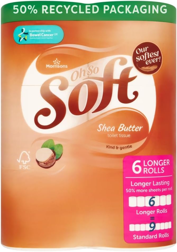 Morrisons Shea Butter Toilet Tissue 6=9 Rolls : Amazon.co.uk: Grocery