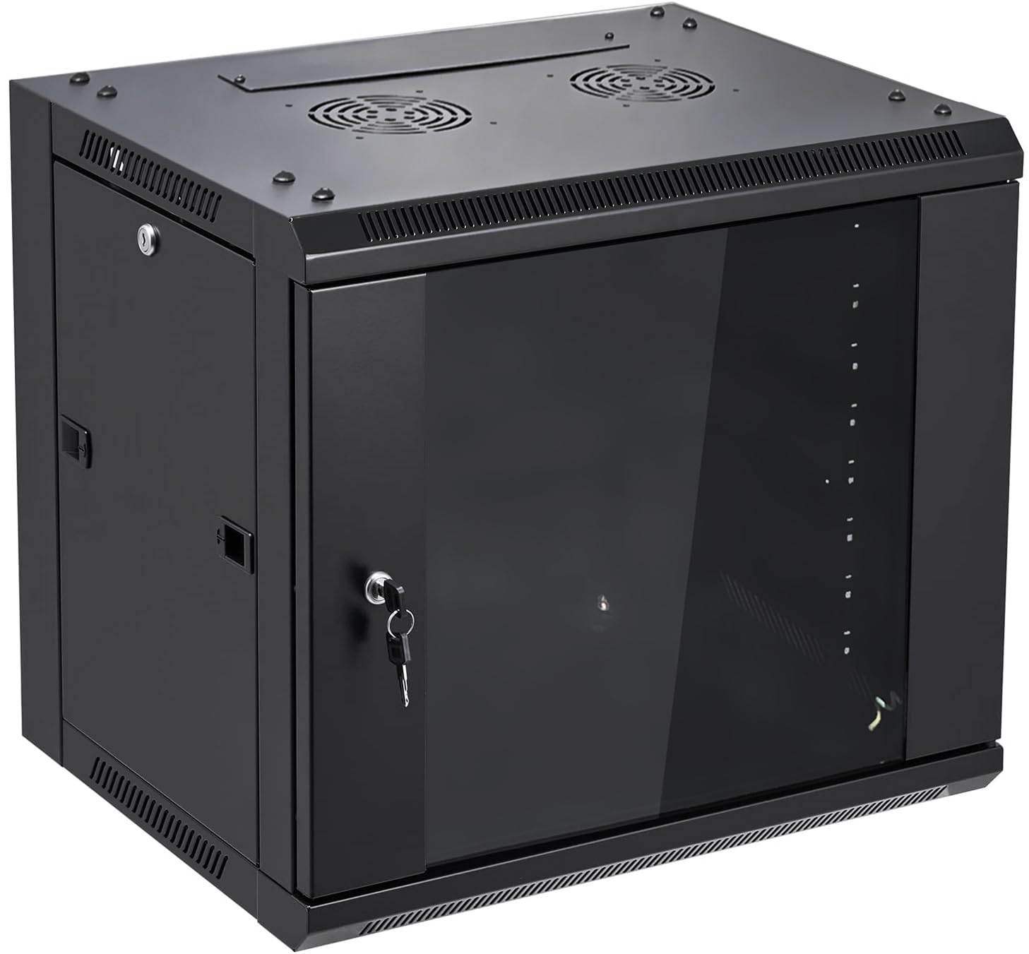 9U Wall Mount Server Cabinet Network Rack Enclosure Locking Glass Door ...