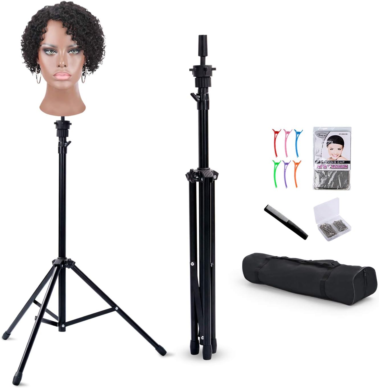 Amazon.com: Klvied Reinforced Wig Stand Tripod Mannequin Head Stand ...