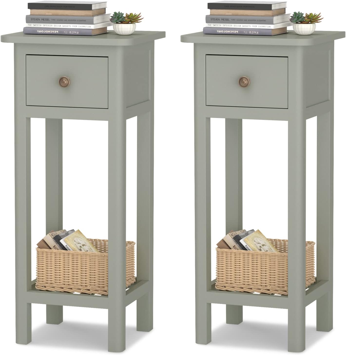 Amazon.com: Harmony-Furniture Narrow End Table w/Drawer & Shelf, Slim ...
