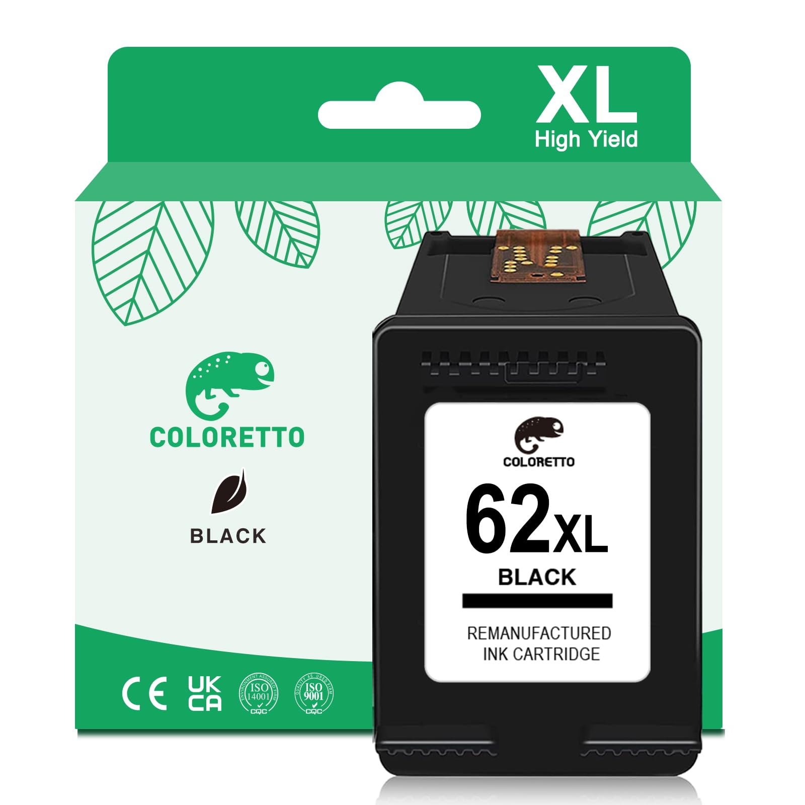 COLORETTO 62XL Black for HP 62 XL Compatible with Envy 5640 7640 5540 ...