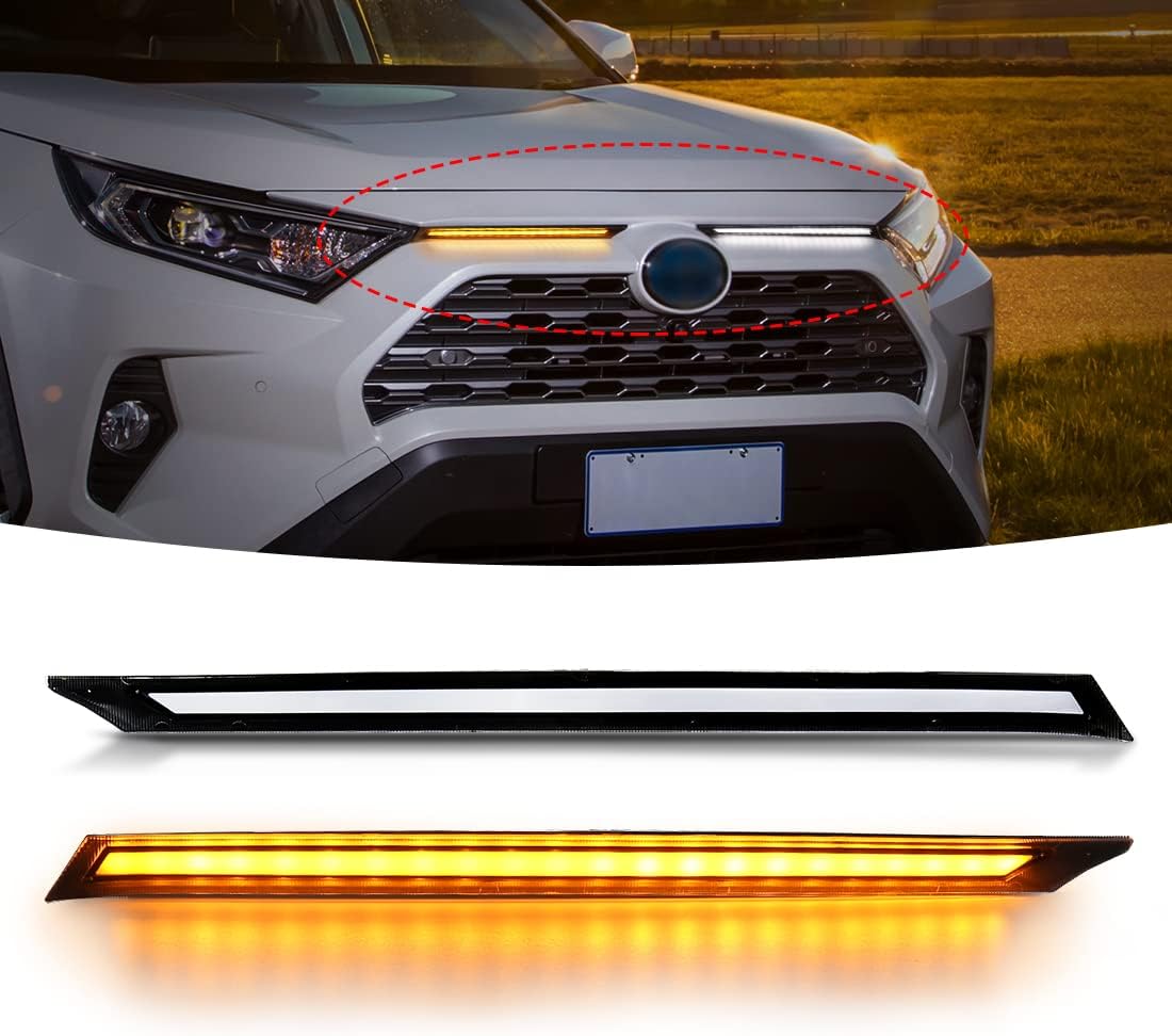 Amazon.com: VGETTING Daytime Running Light For Toyota RAV4 2019 2020 2021 Hood Gap DRL With ...