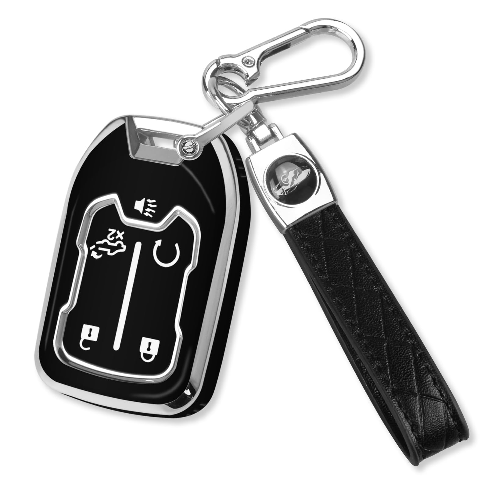 Amazon.com: QBUC for GMC Key Fob Cover with Keychain Chrome Silver Trim ...