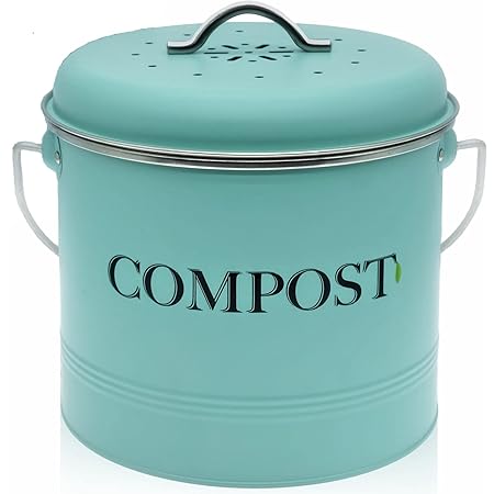 Amazon.com: Kitchen Craft Living Nostalgia Vintage Blue Compost Bin ...