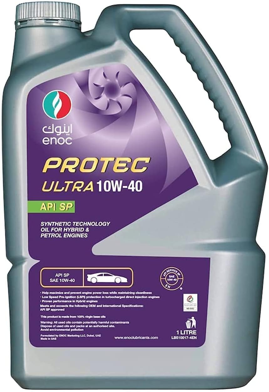 ENOC PROTEC ULTRA SAE 10W-40, Synthetic Blend Car Engine Oil for All ...