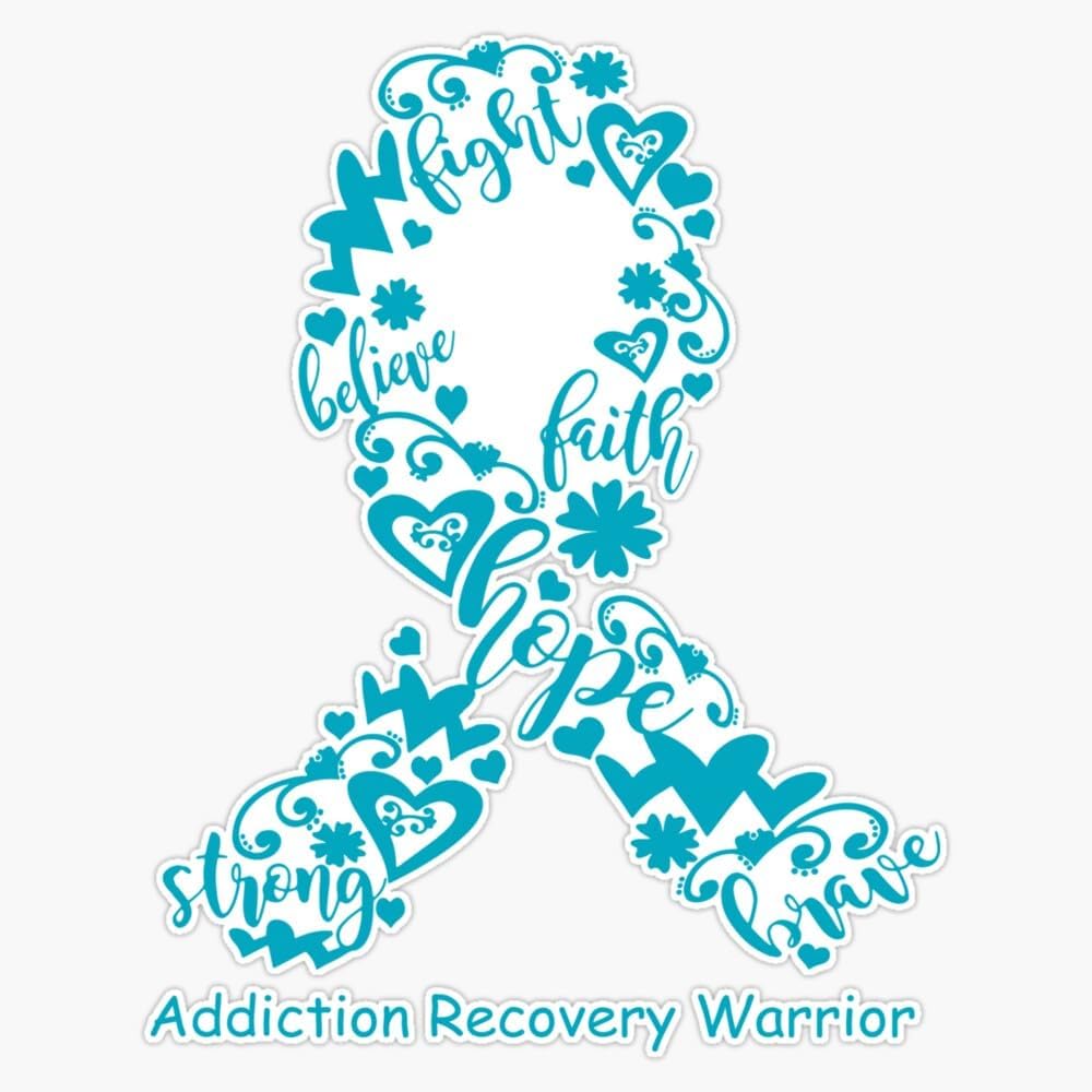 Amazon.com: Addiction Recovery Warrior Addiction Recovery Ribbon Strong ...