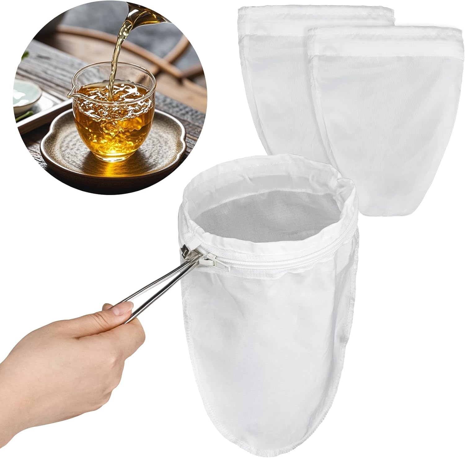 Amazon.com: Strainer Bag - RAINFLOW Coffee Strainer 3 PCS Small Mesh ...