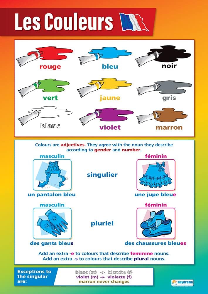 Amazon.com: Daydream Education Les Couleurs | Language Learning Posters ...