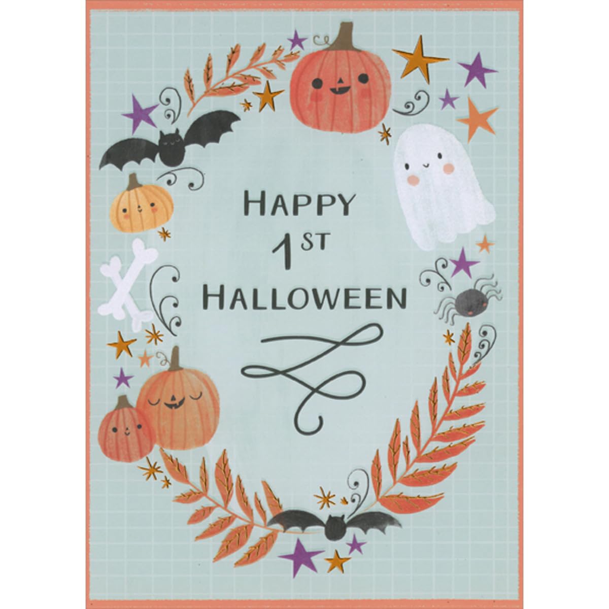 Amazon.com : Designer Greetings Wreath of Pumpkins, Ghosts, Bats, Bones ...