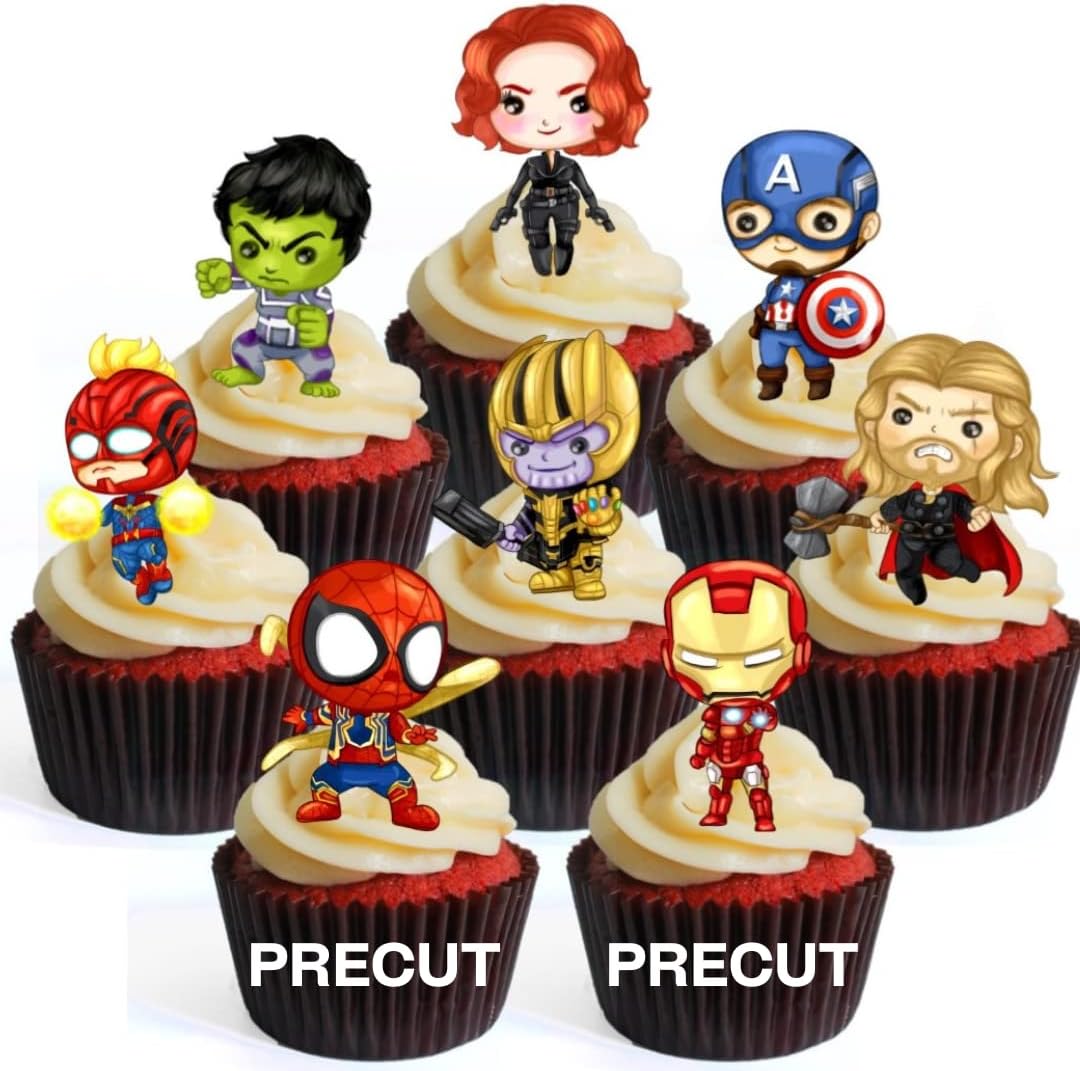 Amazon.com: 24 Superhero Mix Theme Edible Cupcake Toppers - Stand Up ...