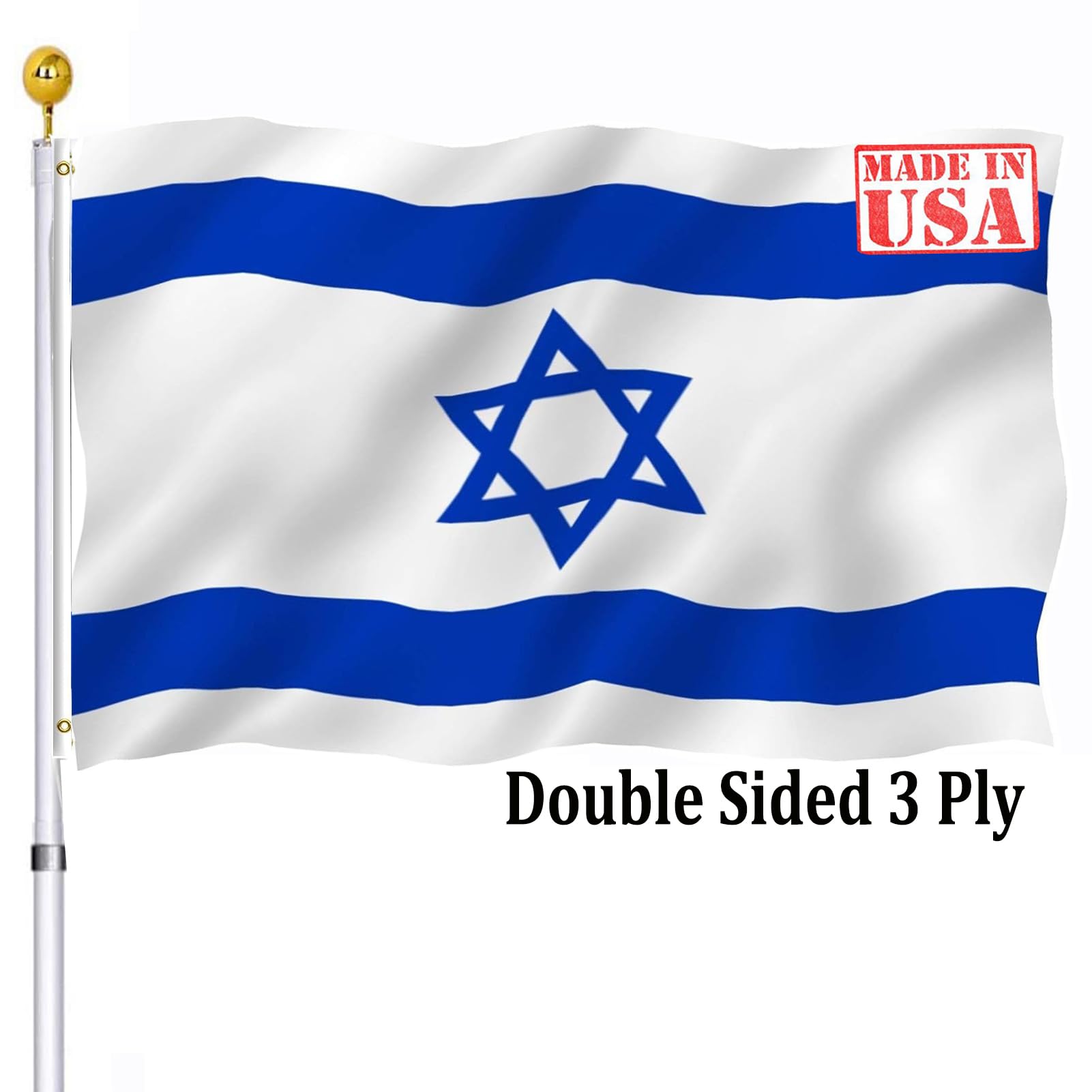 Amazon.com : Israel Israeli Flag 3x5 Outdoor Double Sided- Israeli ...