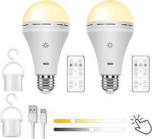 USB Rechargeable Light Bulb with Remote Control, 3 Color Temperature ...