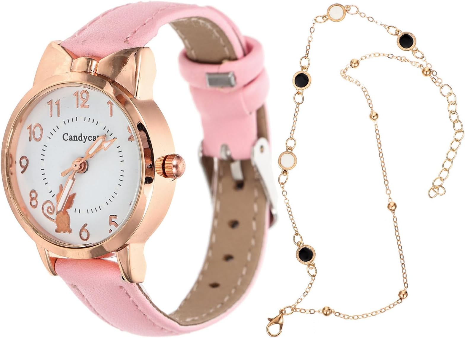 UKCOCO Diamond- Studded Watch Girls ES:Analog with Leather Band for 10 ...
