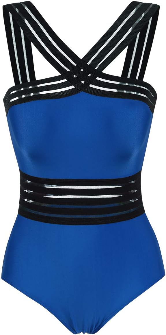 Coolmee Womens One Piece Swimwear Front Crossover Swimsuits Monokinis ...